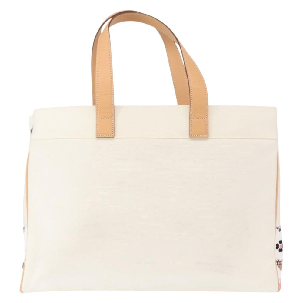 BURBERRY Black label Tote Bag Canvas White Silver Auth bs32562