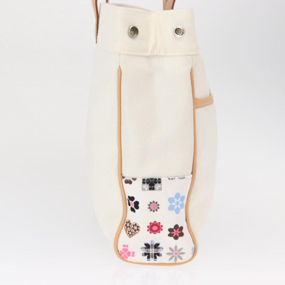 BURBERRY Black label Tote Bag Canvas White Silver Auth bs32562